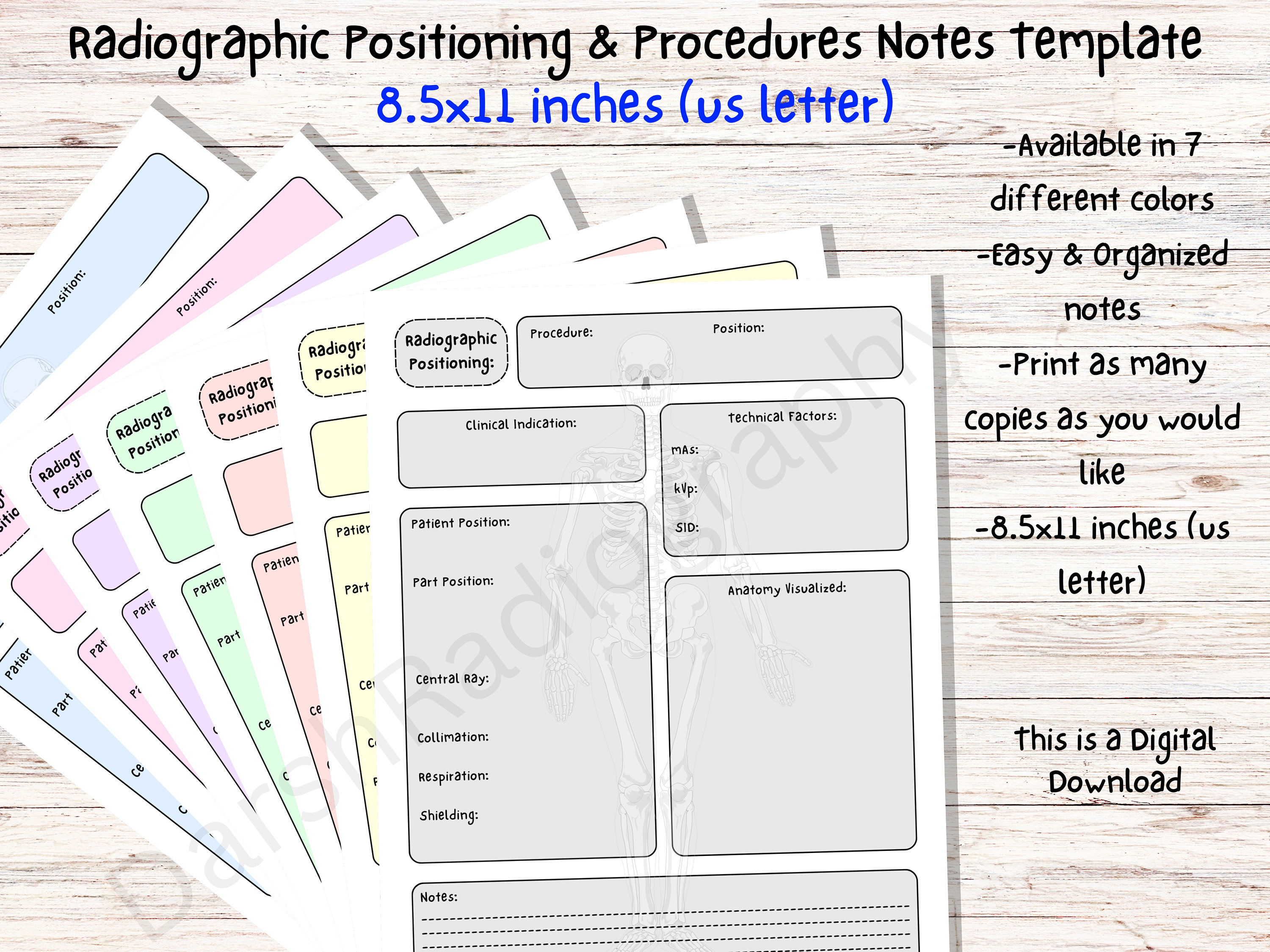 Radiography Positioning & Procedures Notes Template, Radiology Lab and ...