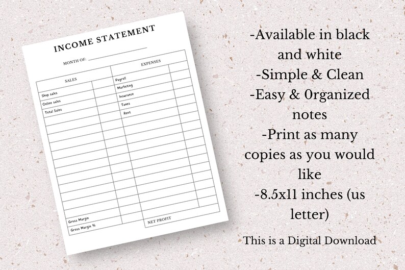 Income Statement Tracker, Monthly Profit Tracker, Business Profit ...