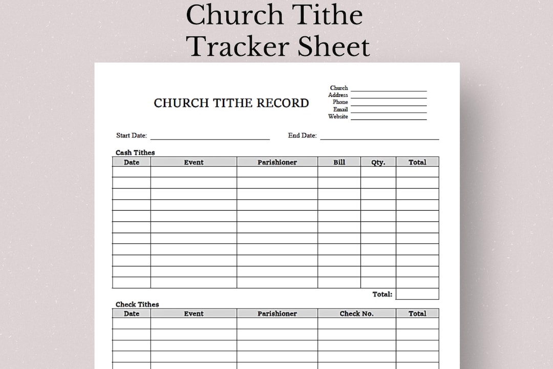 Church Tithe and Offering Log, Printable Tithing Record, Tithe Tracker ...