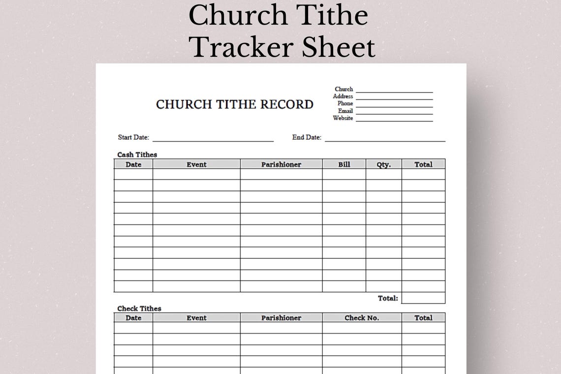 Church Tithe and Offering Log, Printable Tithing Record, Tithe Tracker ...