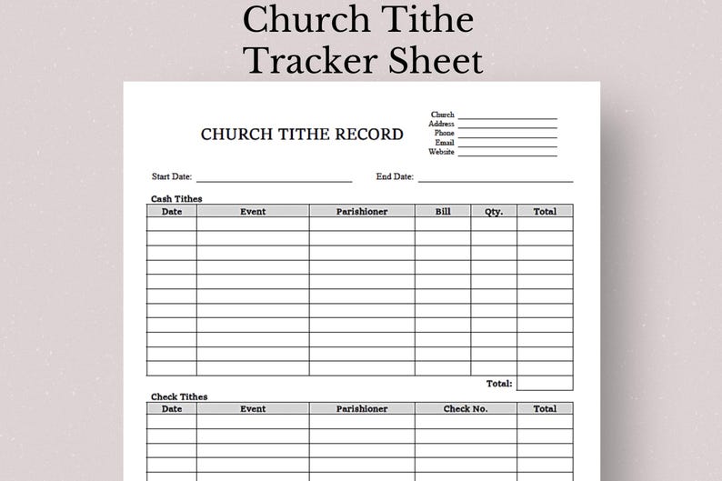 Church Tithe and Offering Log, Printable Tithing Record, Tithe Tracker ...