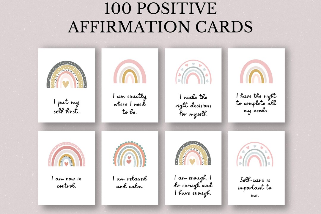 100 Positive Affirmation Cards Printable DIY Self Love Motivation Cards ...