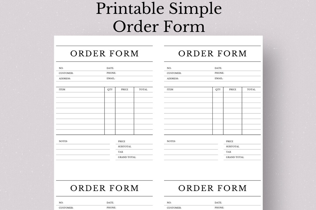 Simple Order Form, Business Order Form Template PDF, Blank Order Form ...