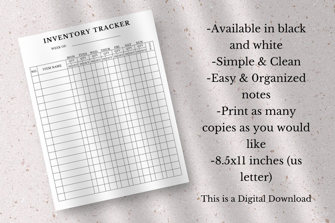 Business Inventory Tracker, Inventory Tracker, Weekly Inventory Tracker ...
