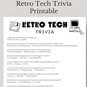Retro Tech Trivia Game: 90s & 2000s Quiz (PDF Pattern) - Etsy