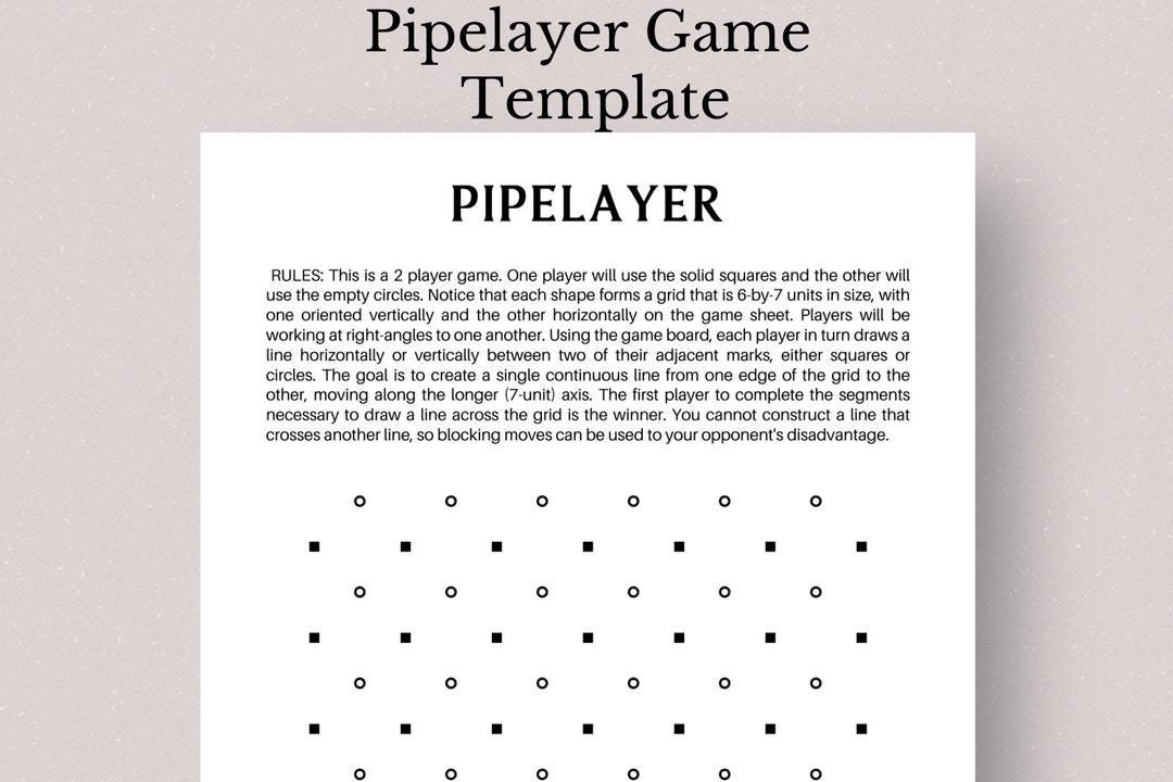 Printable Pipelayer Game, DIY Strategy Game Template, Pipelayer Game ...