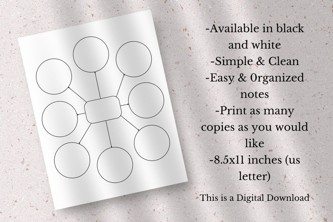 Printable Mind Map Template, Concept Map Template, Blank Mind Map ...