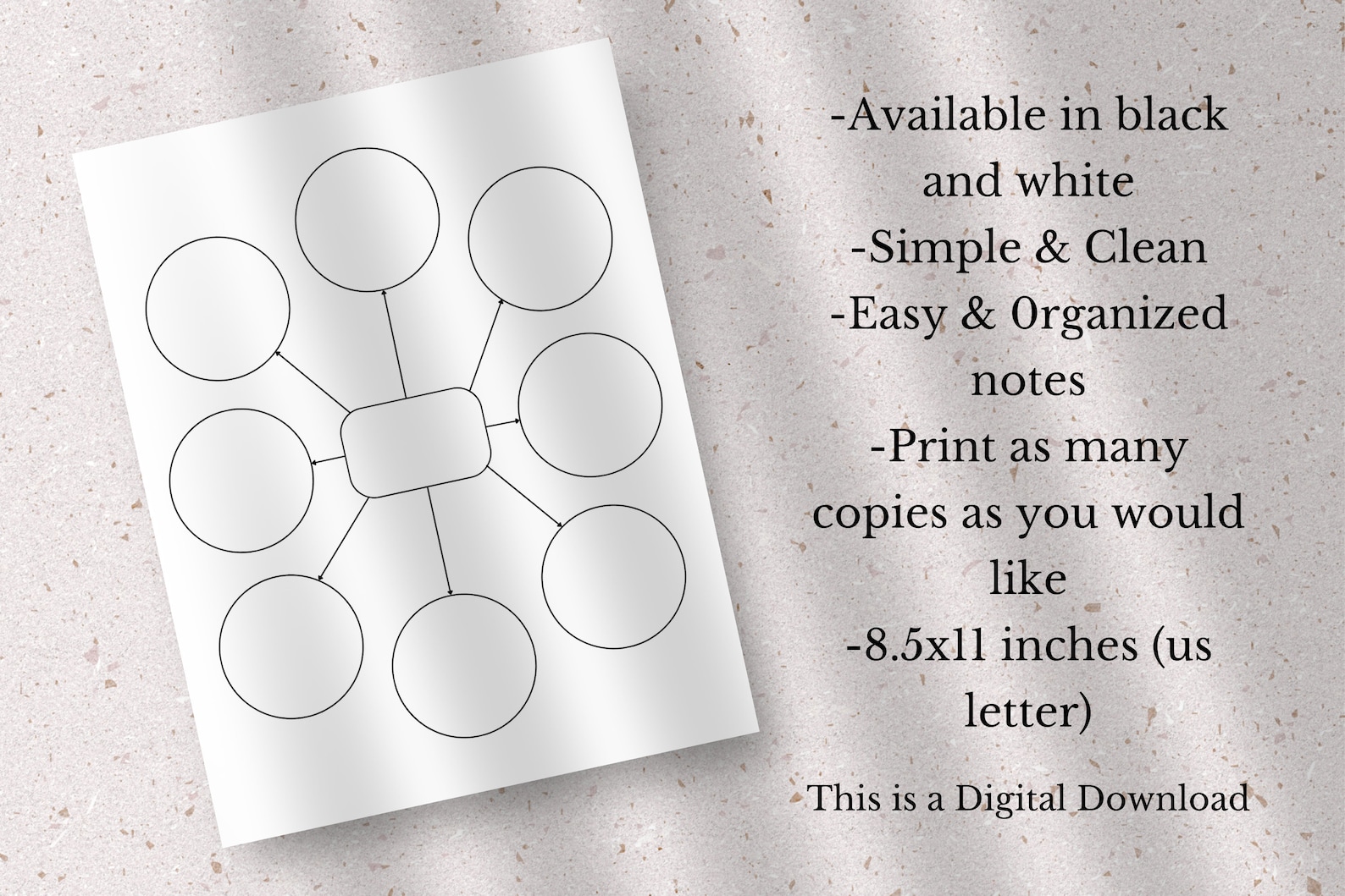 Printable Blank Mind Map Template, Study Notes (PDF File) - Etsy