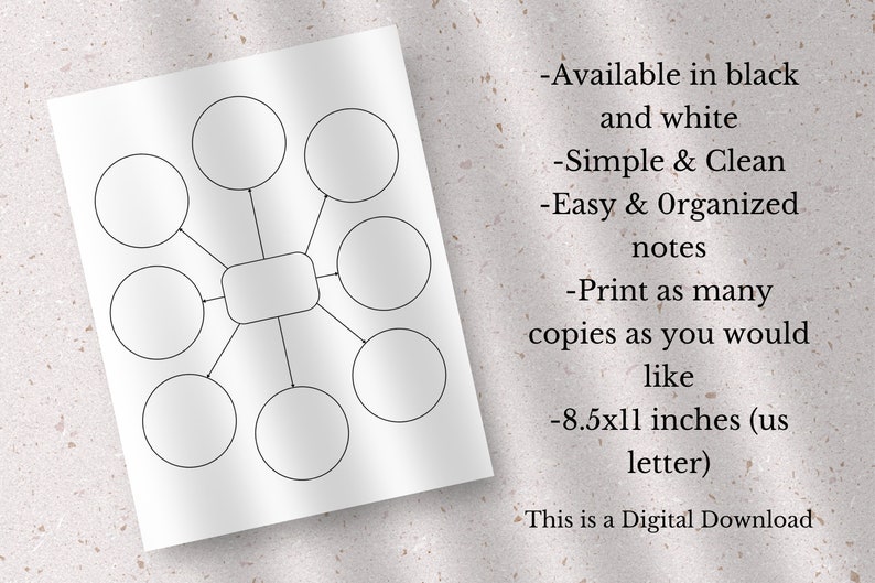 Printable Mind Map Template, Concept Map Template, Blank Mind Map 