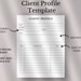 Client Profile Template, Printable Client Details Template, Fillable ...