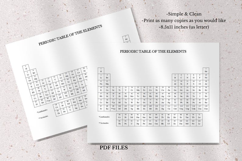 Periodic Table Printable PDF | Black and White Chemistry Chart | Study ...