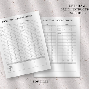 Pickleball Score Sheet Template, Printable Scorecard (digital Download ...