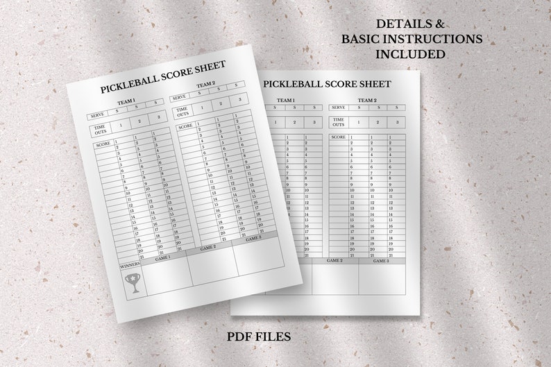 Pickleball Score Sheet Template, Printable Scorecard (digital Download ...