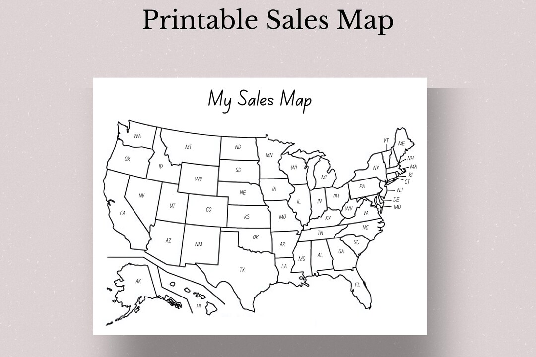 USA Sales Tracker Map, Color-in US States (PDF) - Etsy