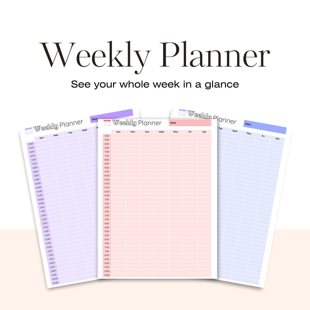 2024 Printable WEEKLY PLANNER Overview Sheet Digital File - Etsy