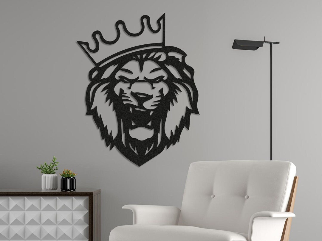 METAL LION DECOR for Wall Hanging, Lion King Art, Wild Animal Line Art ...