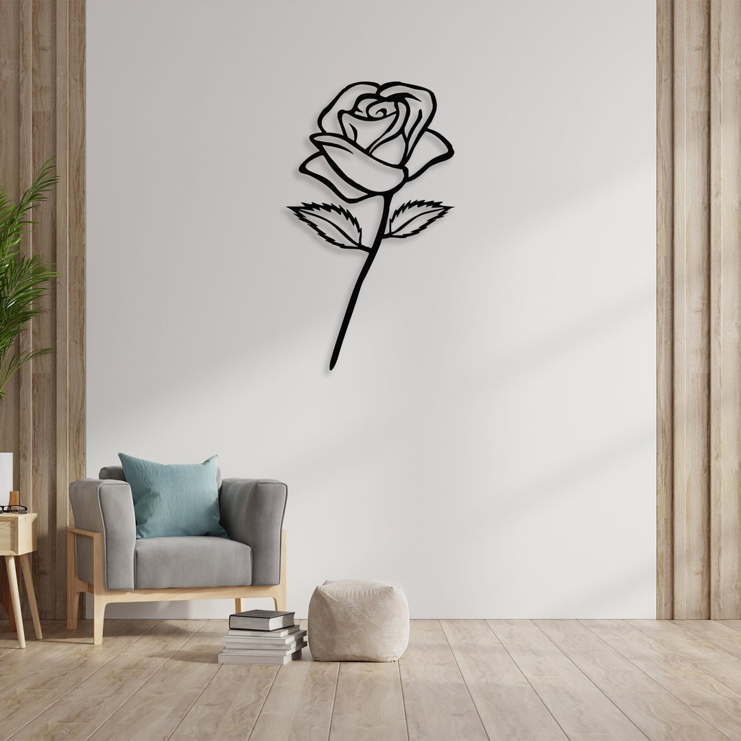 ROSE Metal Wall Decor, Floral Wall Hangings, Office Wall Art, Rose Art ...