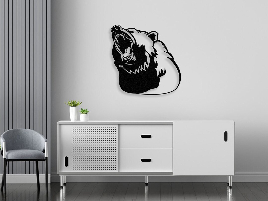 Bear Silhouette Metal Wall Hanging. Unique Artistry and Metal Wall Art ...