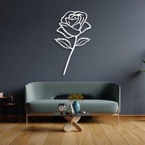 ROSE Metal Wall Decor, Floral Wall Hangings, Office Wall Art, Rose Art ...