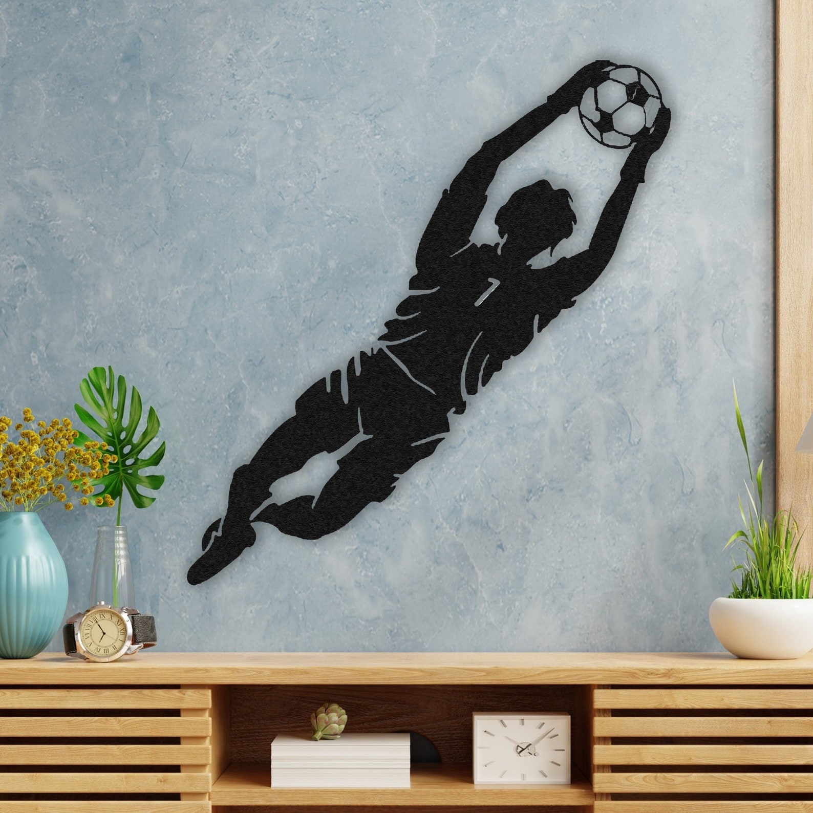 Goalkeeper Jumping Metal Football Decor Football is Life - Etsy