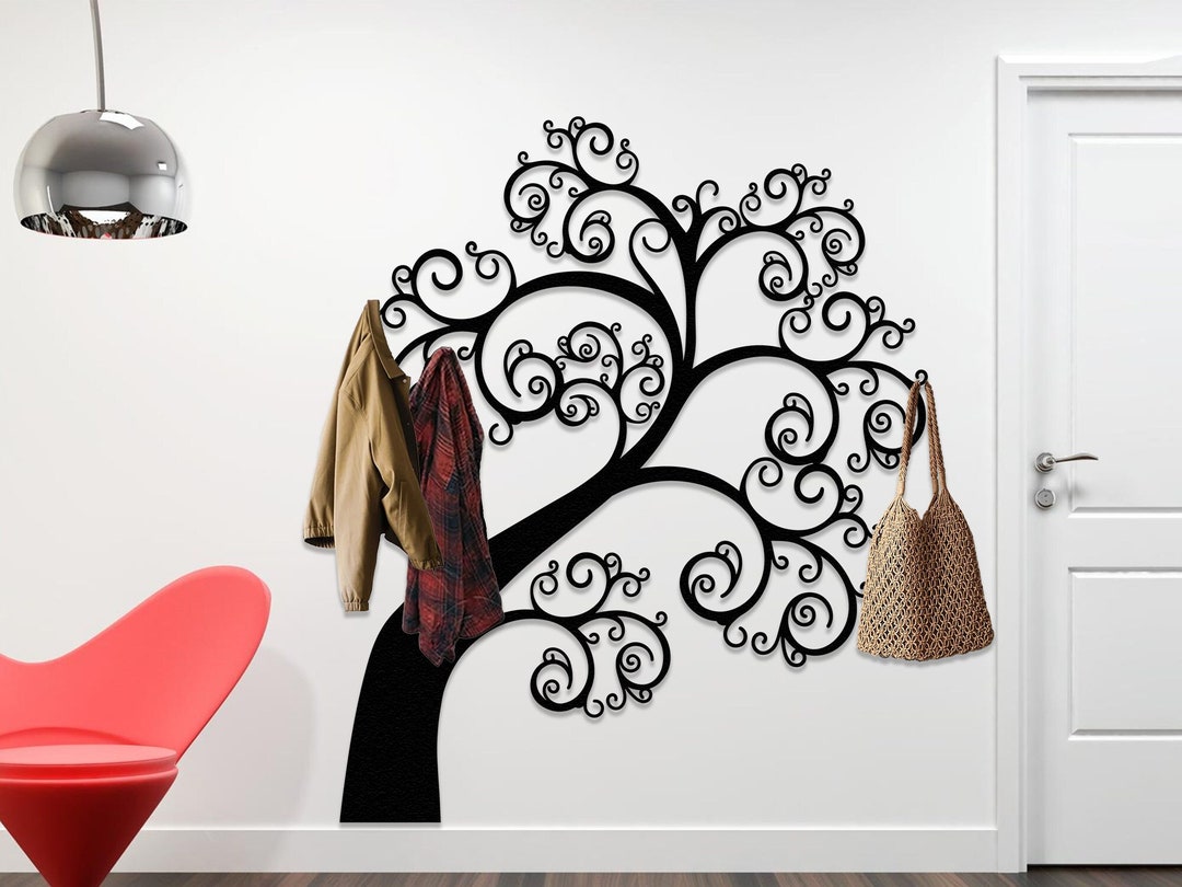 Extra Large TREE BRANCH COAT Rack Wall Mount, Modern Entryway Organizer ...