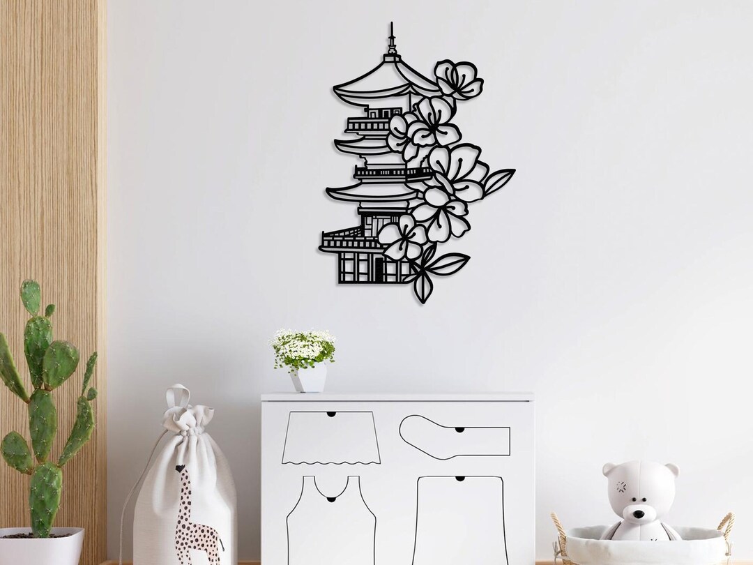 JAPAN SAKURA METAL Tree, Asian Shrine Temple Decor, Modern Wall Art ...