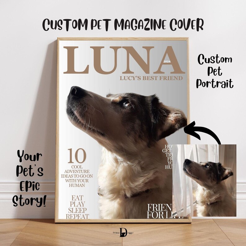 Custom Pet Magazine Cover Art: Personalized Dog & Cat Portrait (digital ...