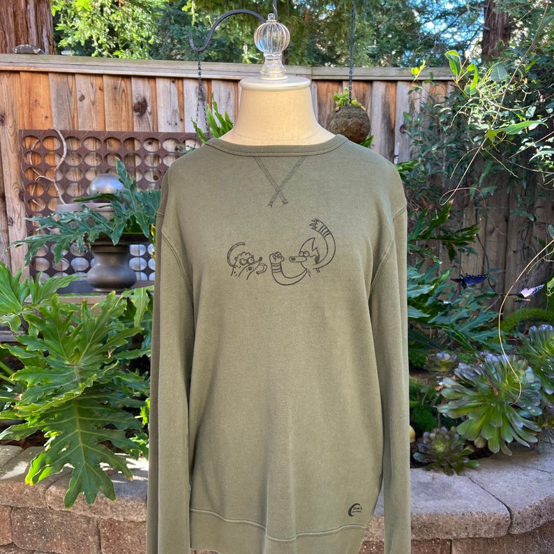 Mordecai and Rigby Regular Show Handprinted Crewneck Sweatshirt - Etsy