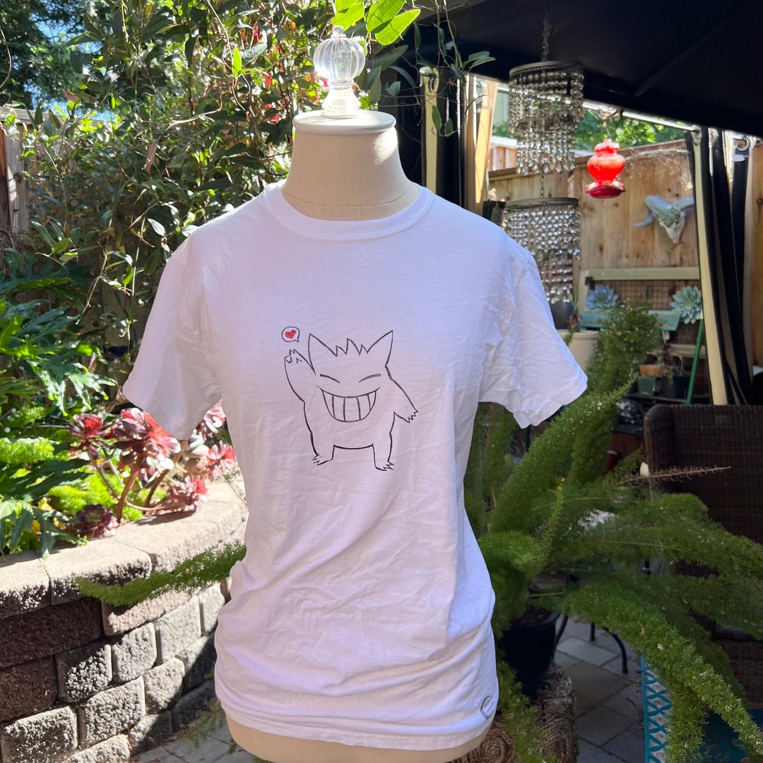Gengar Peace Sign Handprinted T-shirt - Etsy