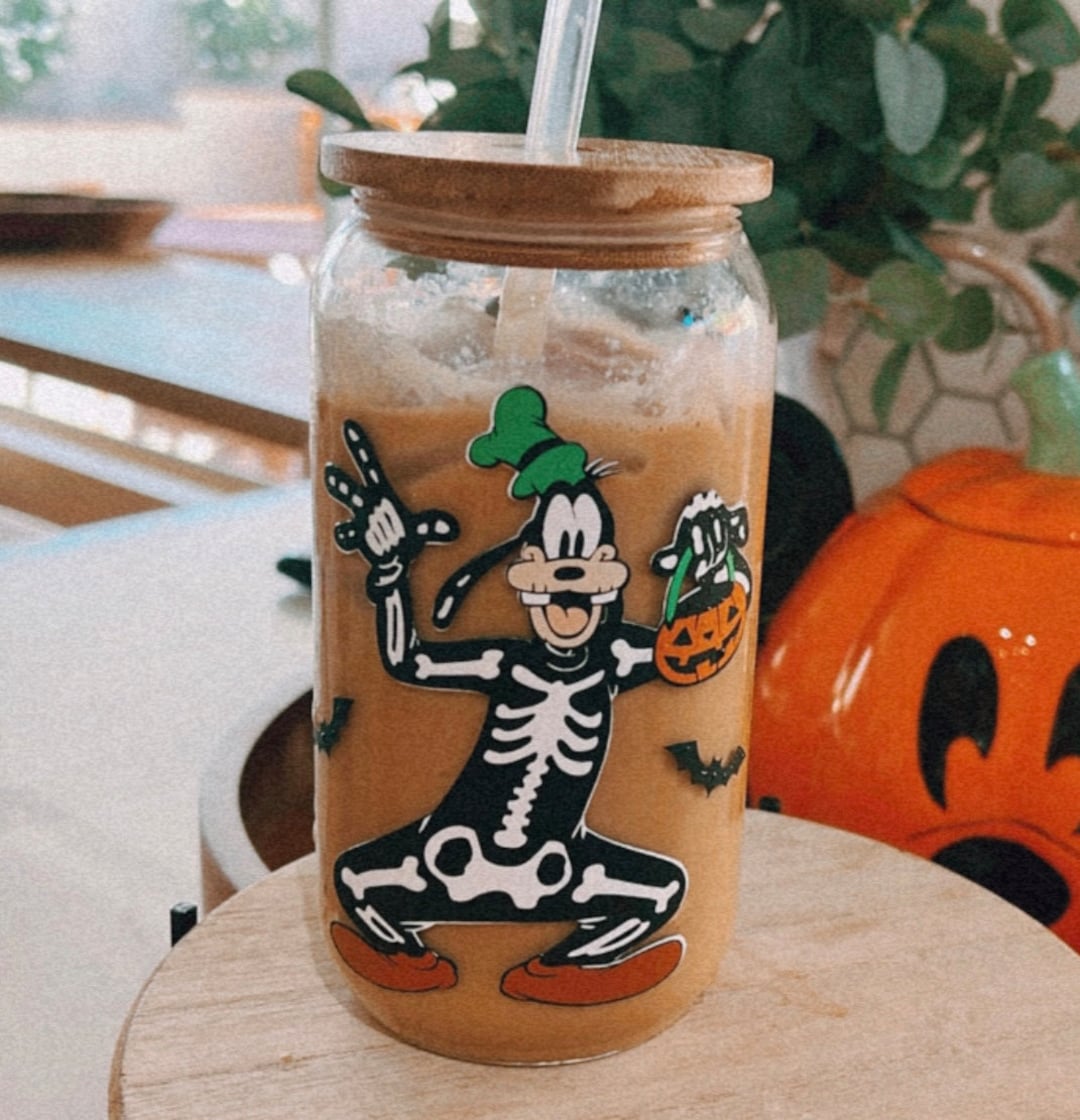 Goofy Skeleton Glass Cup Goofy Glass Cup Skeleton Goofy - Etsy