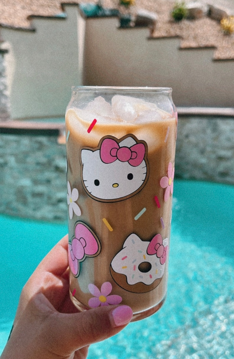 Hello Kitty Glass Kawaii Kitty Glass - Etsy