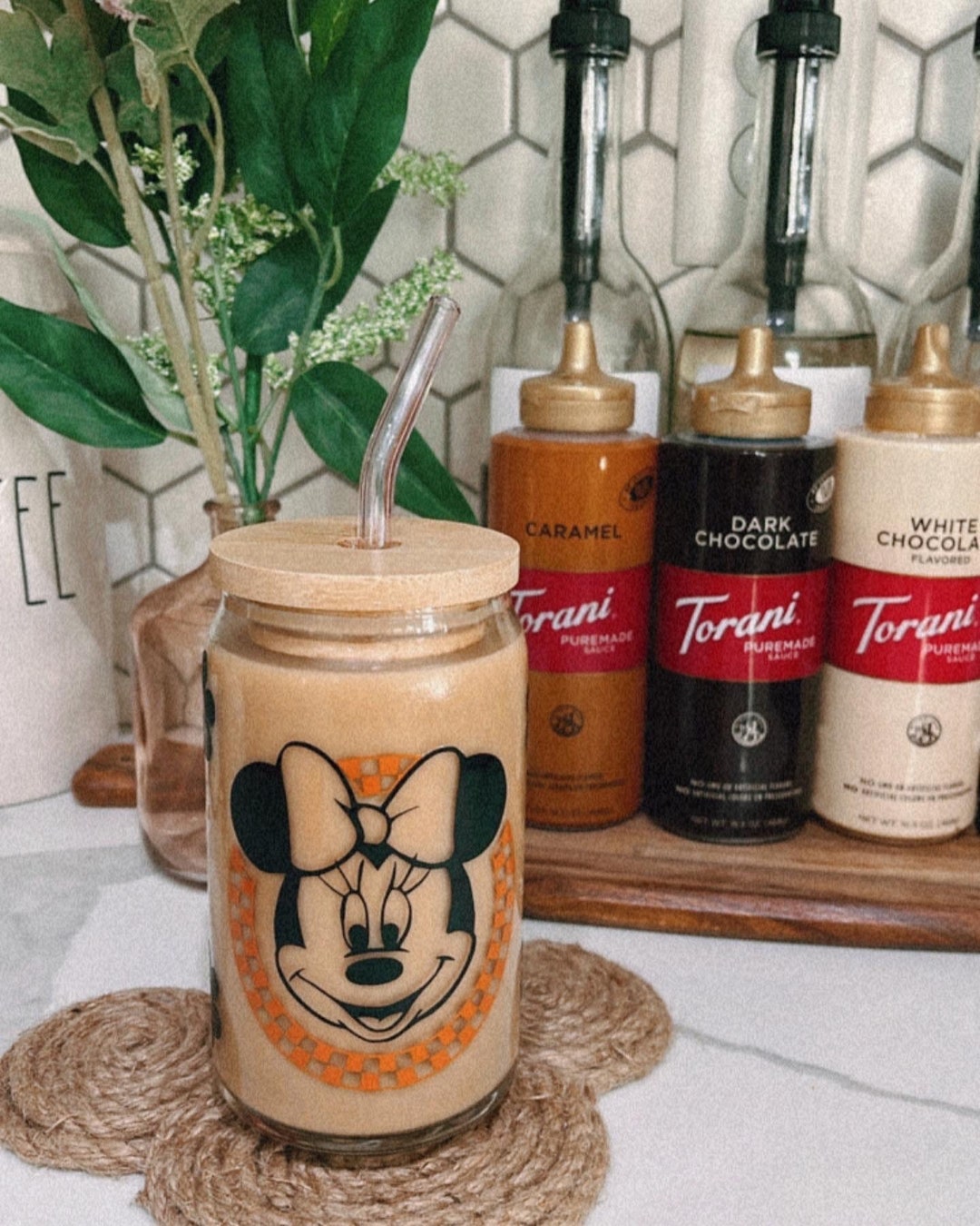 Custom Glass Cup, Checkered Glass Cup, Iced Coffee Cup - Etsy