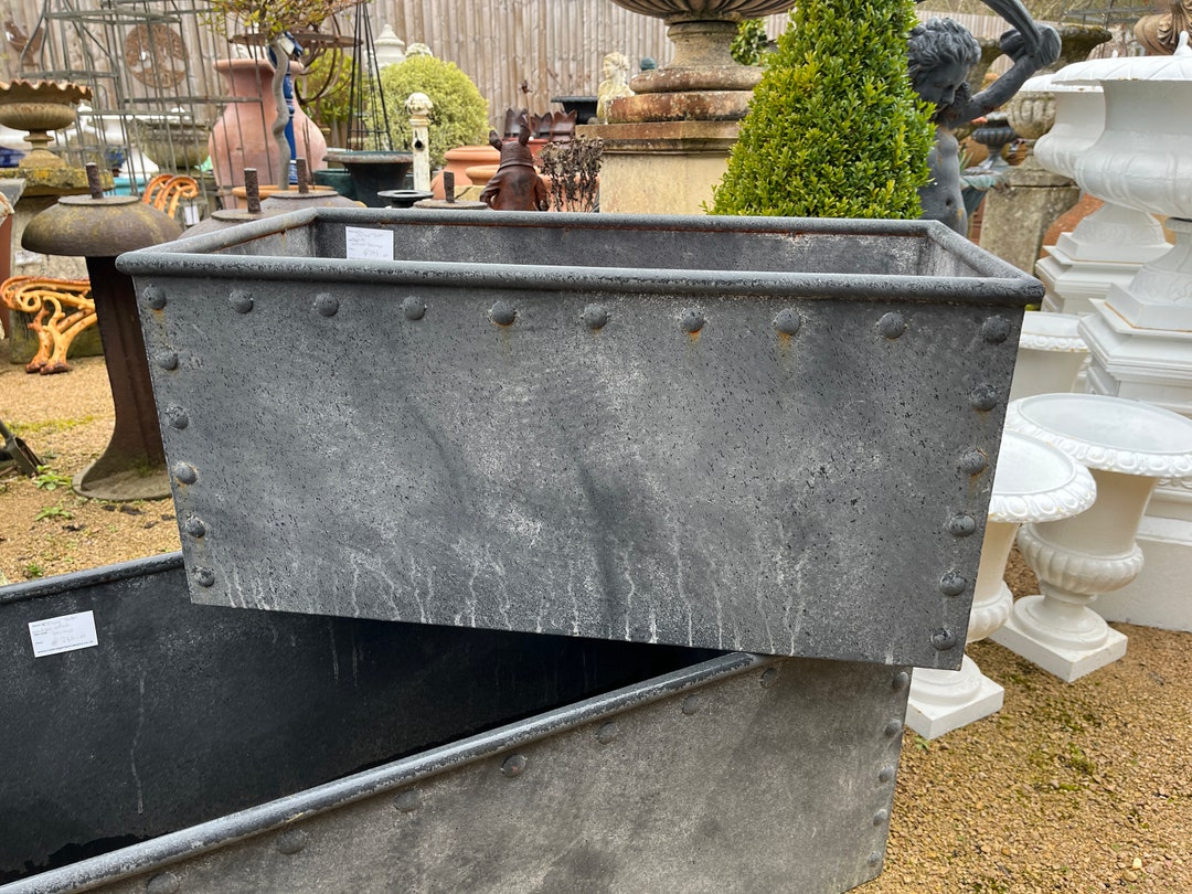 80 Cm Galvanised Riveted Trough - Water Trough - Metal Garden Planter ...