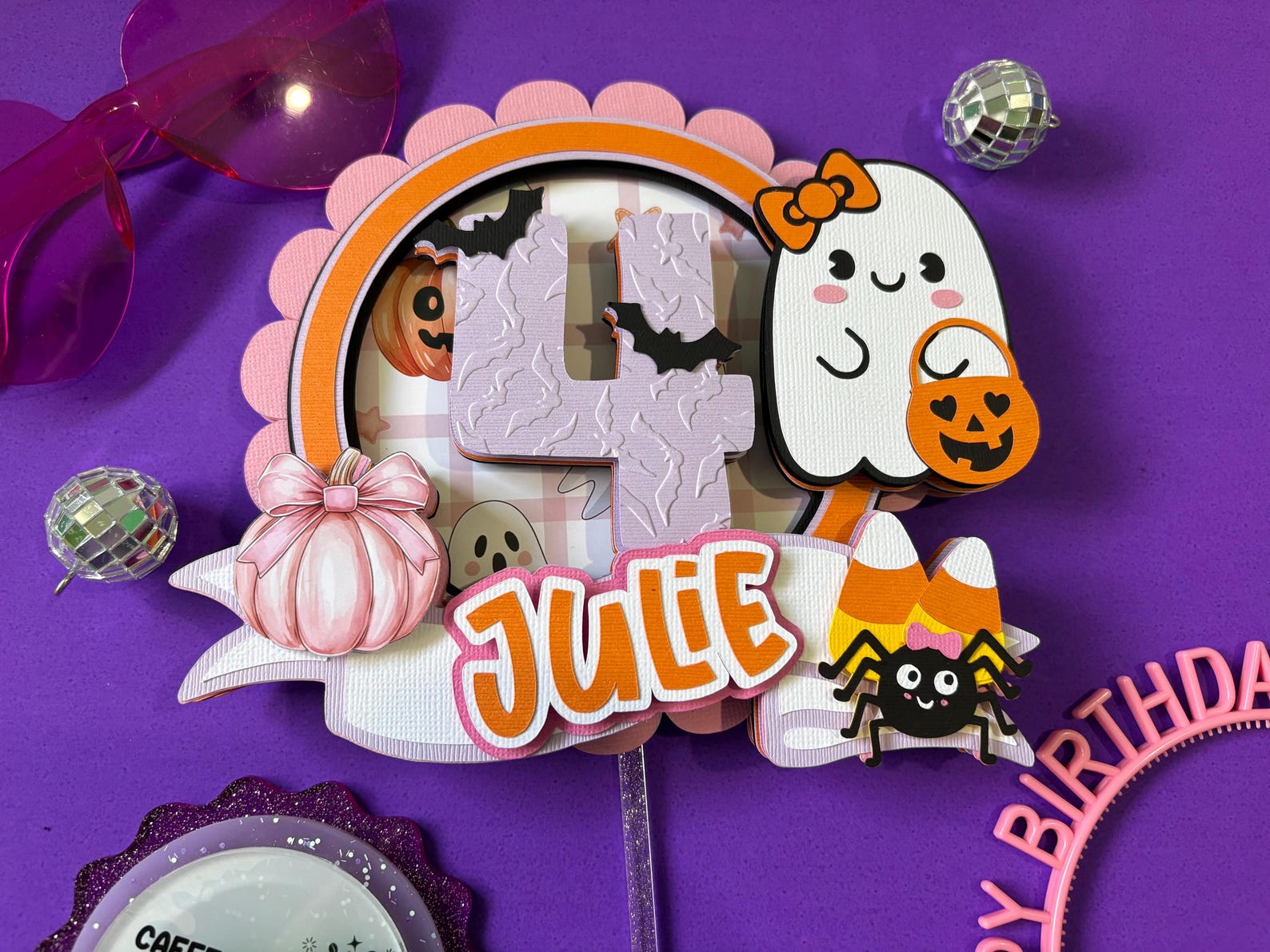 Fourever Spooky Cake Topper, Boo I’m Two, Spooky One, Ghost Party Decor ...