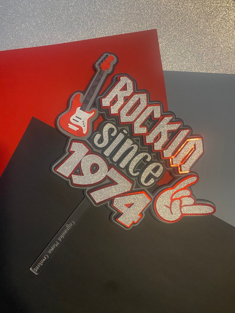 Rock and Roll Cake Topper: Guitar Music Theme Party - Etsy