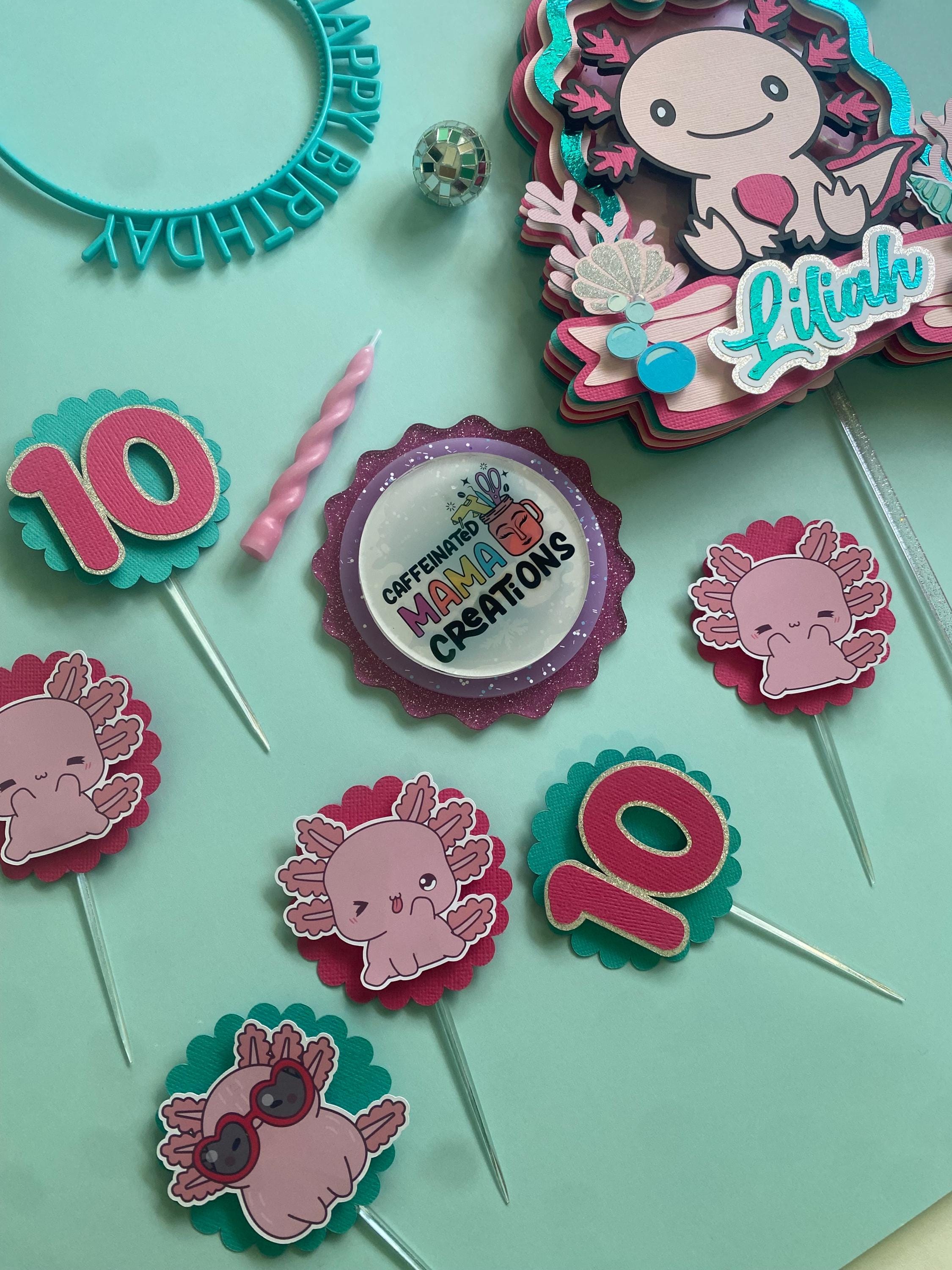 Axolotl Cake Topper, Axolotl Birthday Decor, Bright Colors - Etsy