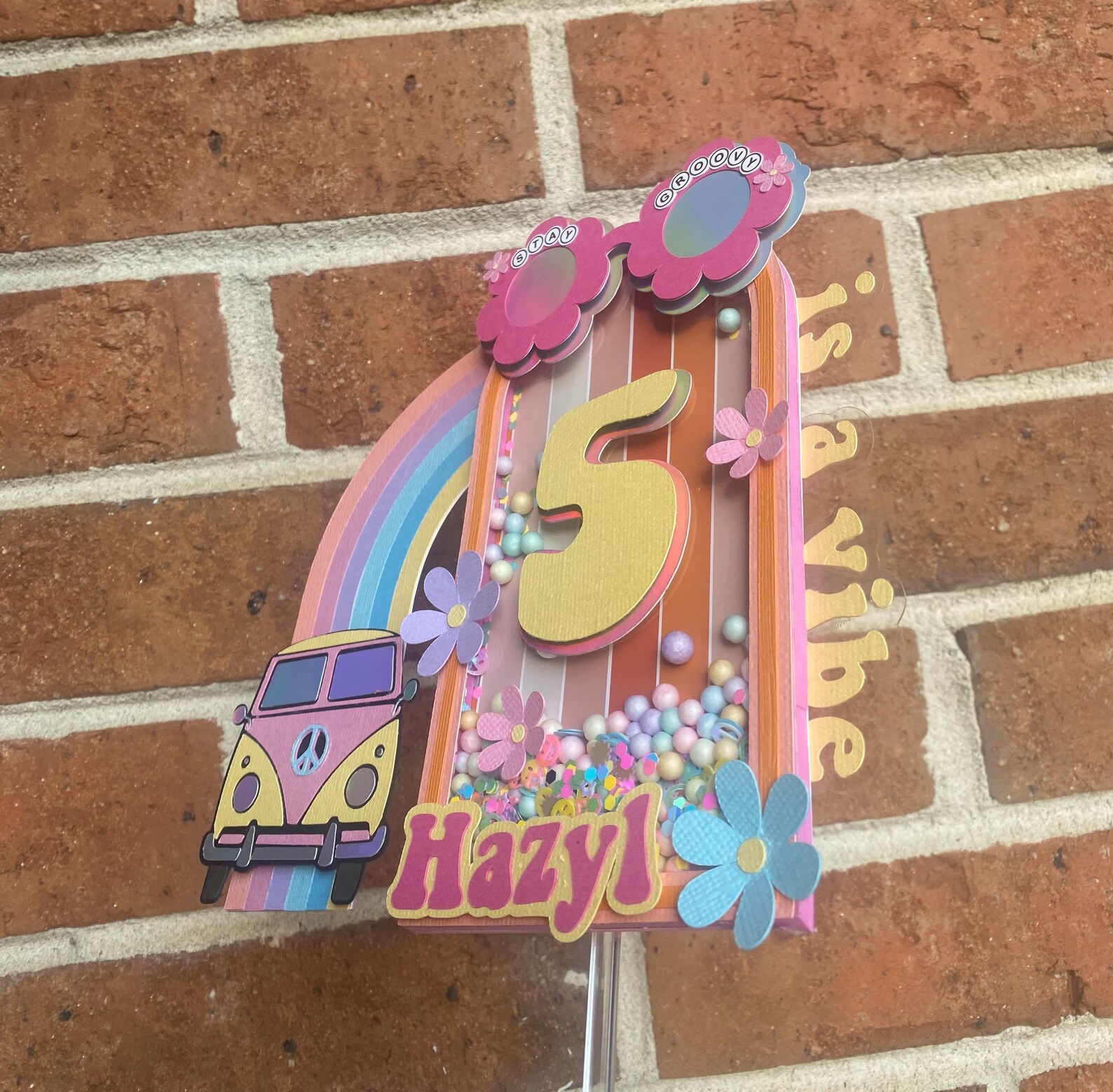 Five is a Vibe Cake Topper Shaker Groovy One Party - Etsy