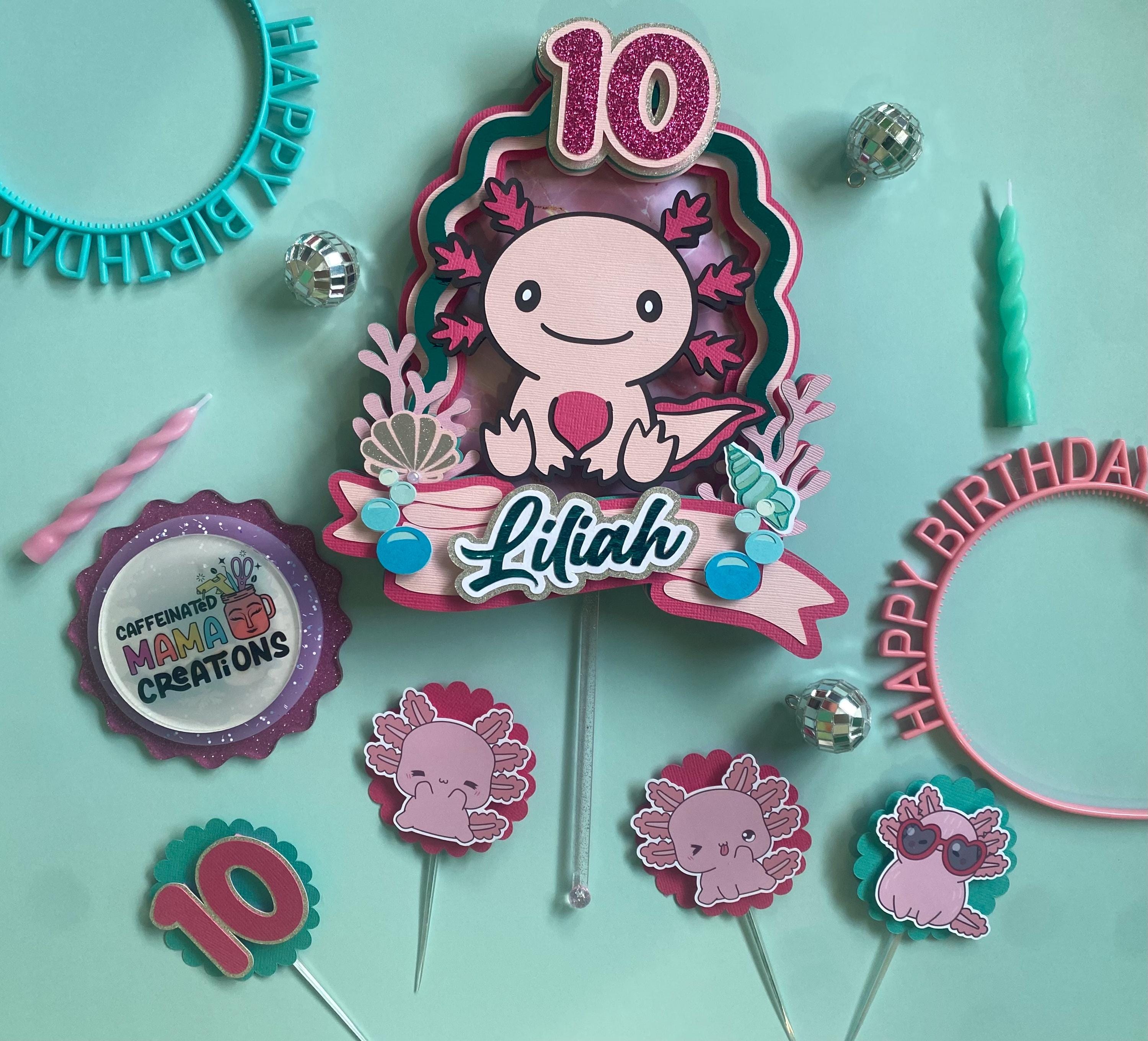 Axolotl Cake Topper, Axolotl Birthday Decor, Bright Colors - Etsy