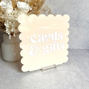 Scalloped Edge Acrylic Sign Cards & Gifts Retro Font Wedding Decor ...