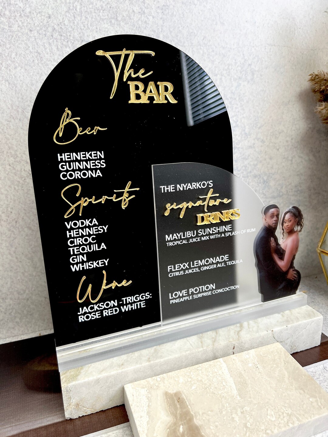 Double Arch Bar Menu With Custom Photo Cutout - Etsy
