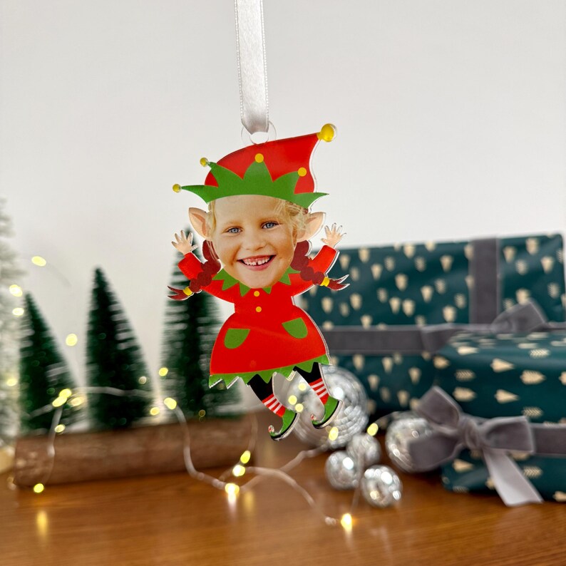 Custom Photo Elf Acrylic Ornament - Turn Your Photo Into Santa's Cutest ...
