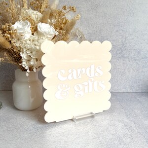 Scalloped Edge Acrylic Sign Cards & Gifts Retro Font Wedding Decor ...