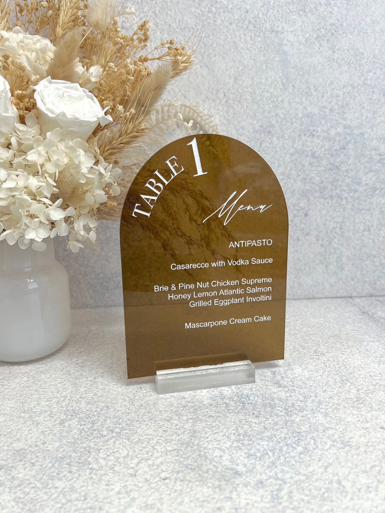 Menu With Table Number in Acrylic Arch - Etsy