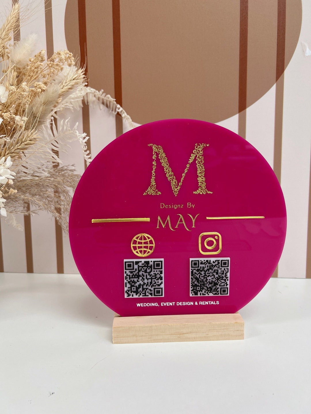 Acrylic Social Media Sign Circle QR Custom Logo - Etsy