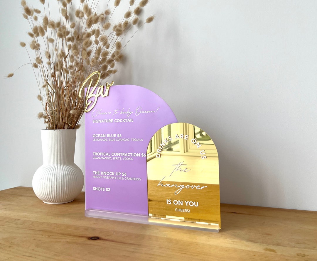 Double Arch Bar Menu 3D Bar Writing Wedding Decor - Etsy Australia