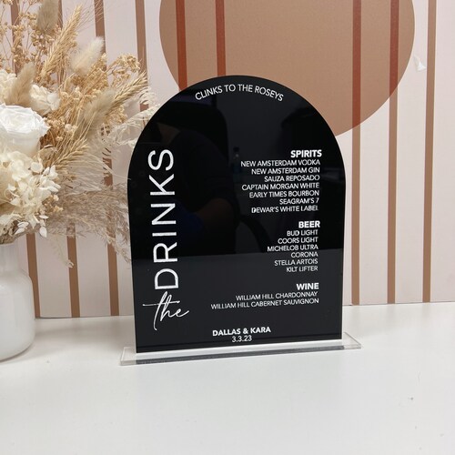 Wedding Bar Menu Sign Arch Wedding Drink Sign Alcohol Drinks - Etsy