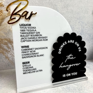 Bar Menu With 3D Cutout in Double Acrylic Arch + Scallop Edge Arch - Etsy