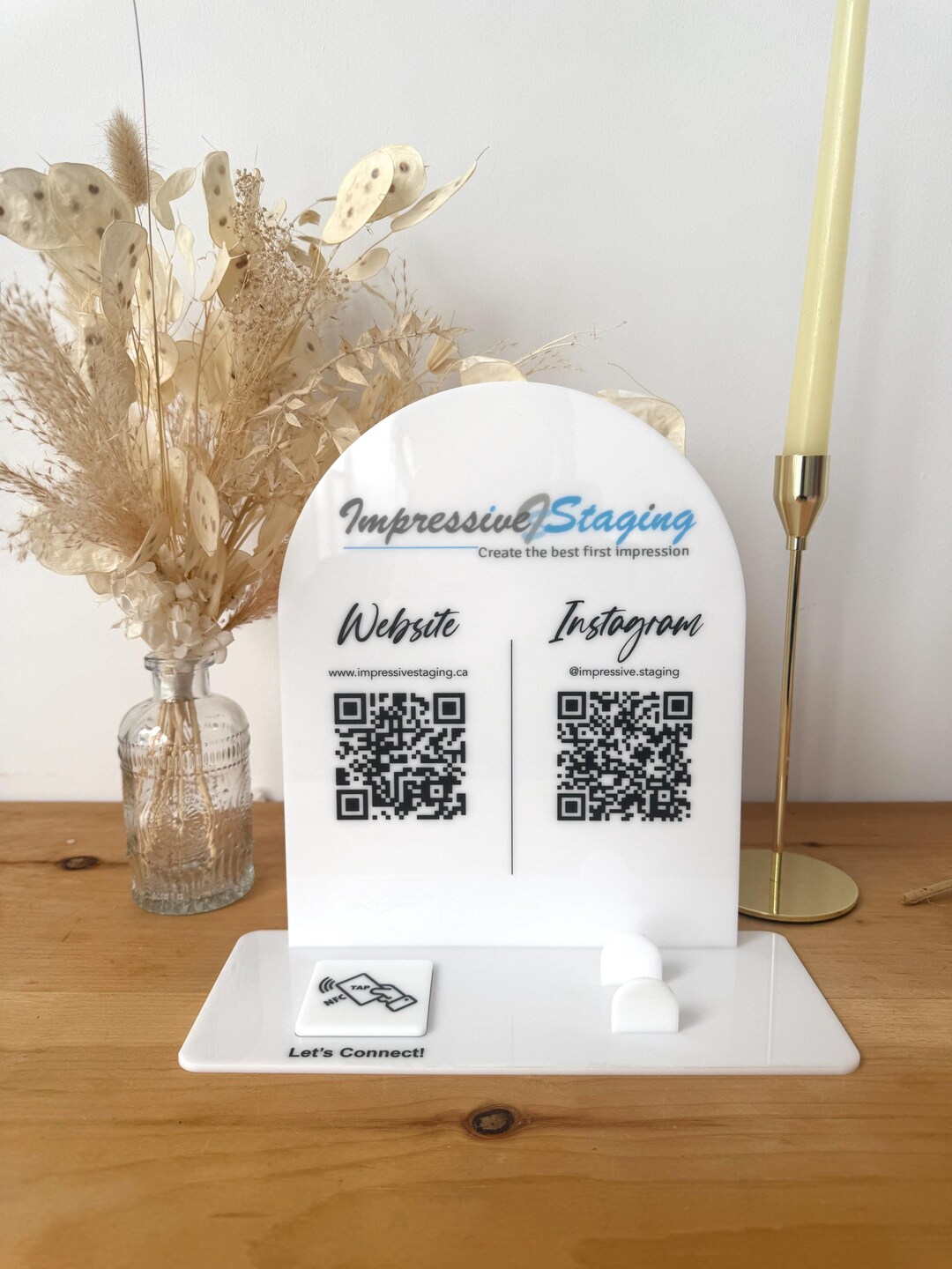 Acrylic Business Sign With QR Code or NFC | Social Media Display With ...