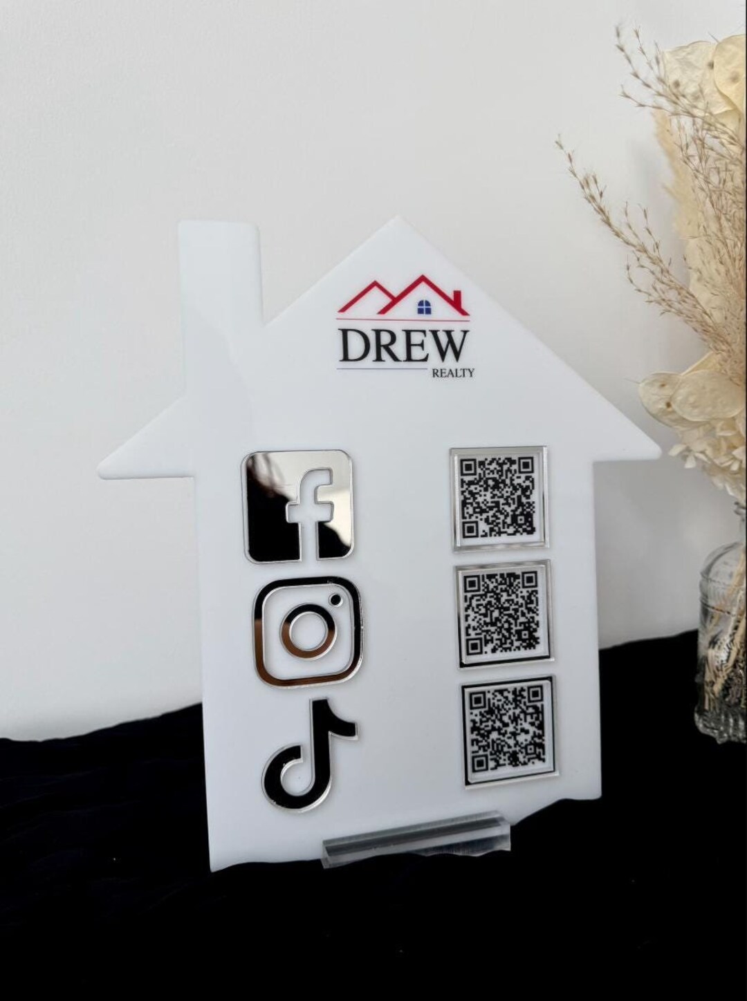 Realtor QR Code Sign With Logo | Real Estate Social Media Display - Etsy