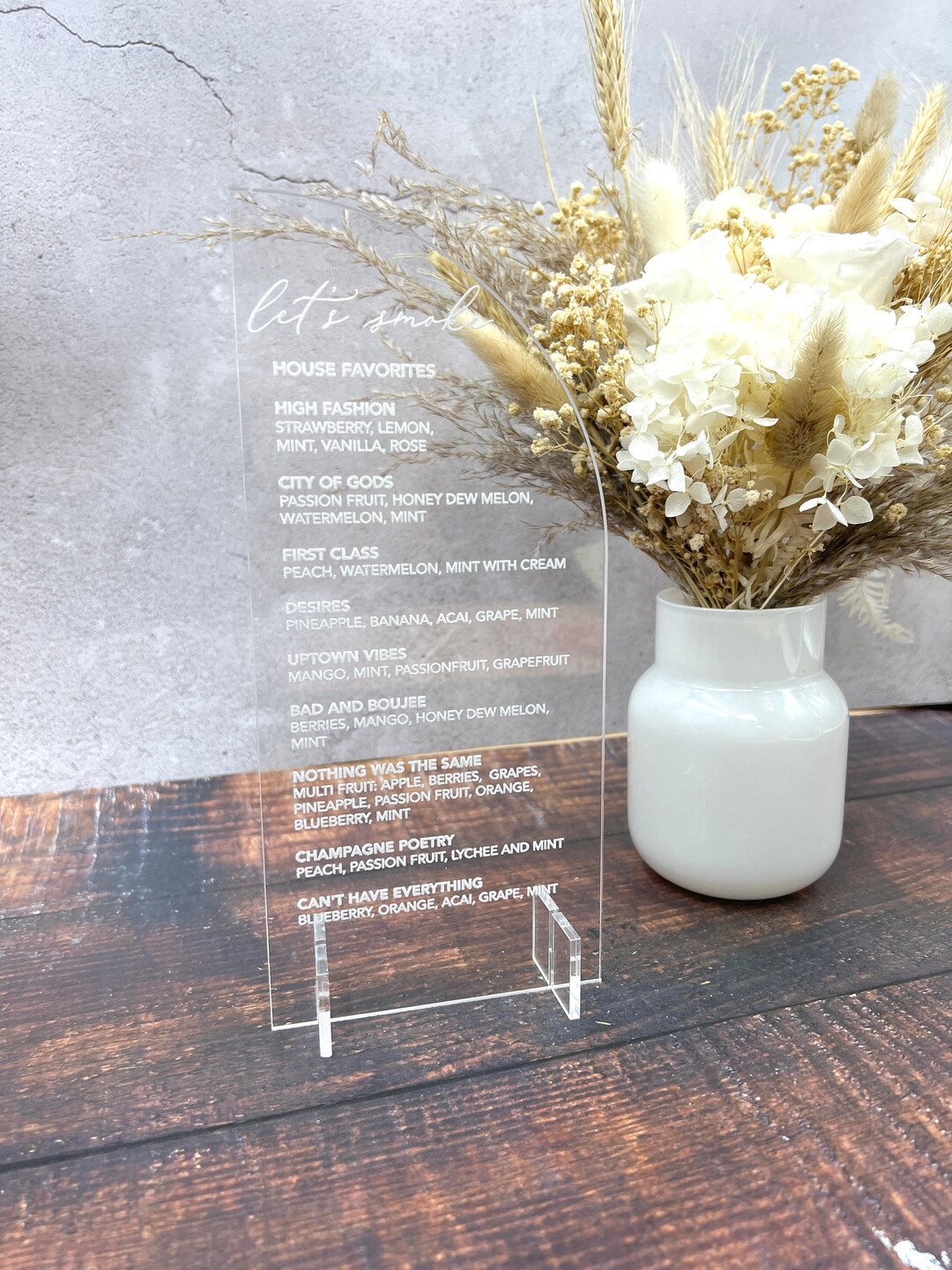 Etched/engraved Acrylic Menu Half Arch - Etsy